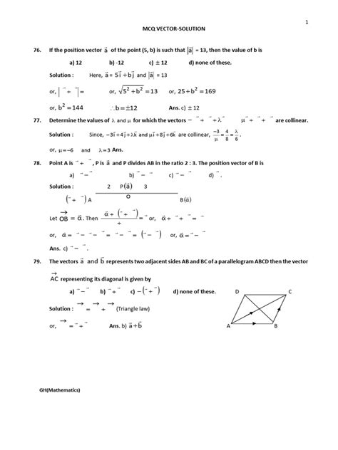Mcq Vector Solution Pdf Algebra Euclid
