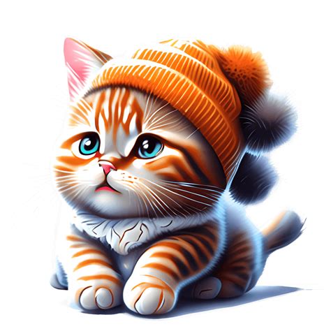 Cute Cat In Bobble Hat Digital Graphic · Creative Fabrica