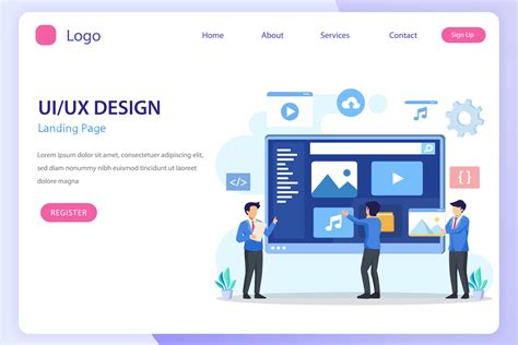 Ui Ux Design Concept Creating An Application Design Content And Text Place Vector