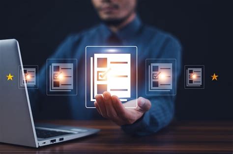 Premium Photo Businessman Using Computer For Dms Documents Management And Erp Software For