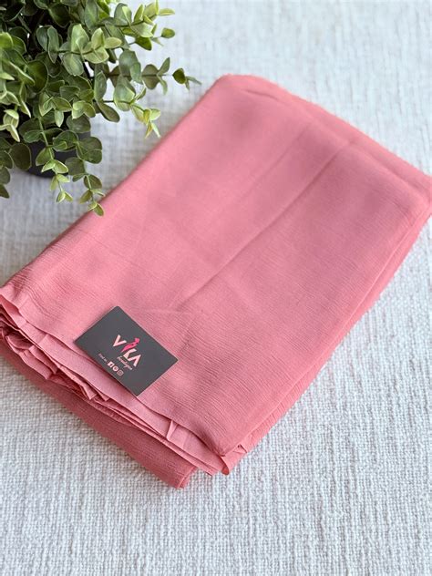 Plain Pure Chiffon Saree Dusty Rose Vika Boutique