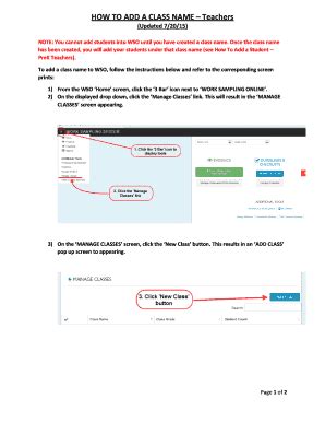 Fillable Online HOW TO ADD A CLASS NAME Teachers Fax Email Print PdfFiller