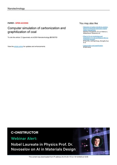 Pdf Computer Simulation Of Carbonization And Graphitization Of Coal