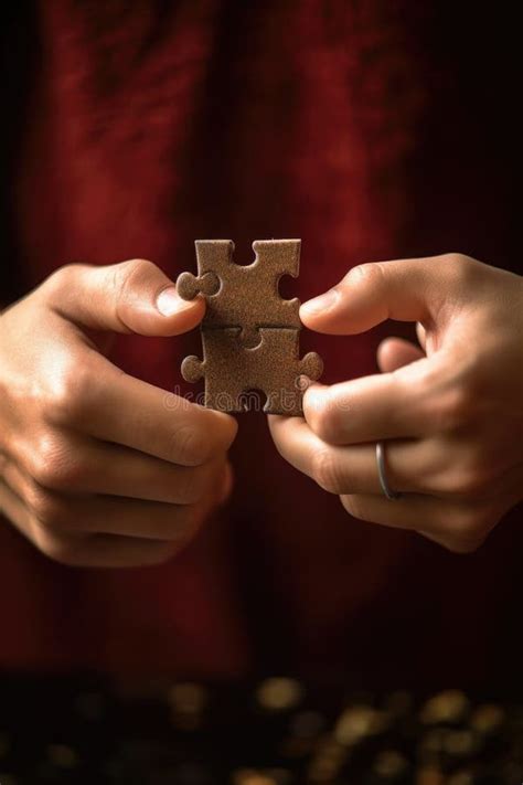 Two Hands Joining Puzzle Pieces Symbolizing Teamwork Stock Illustration Illustration Of