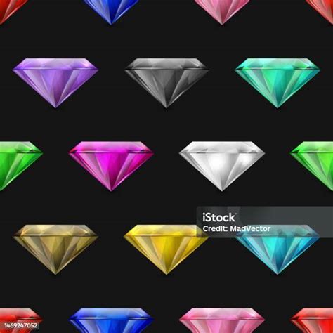 벡터 매끄러운 패턴은 멀티 컬러 3d 현실적인 투명 삼각형 빛나는 보석 다이아몬드 크리스탈 모조 다이아몬드가 검은 배경에 근접