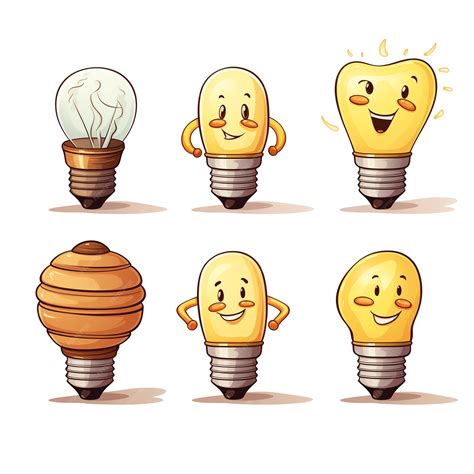 Premium Photo Collection Of Cute Yellow Light Bulb Cartoons On A