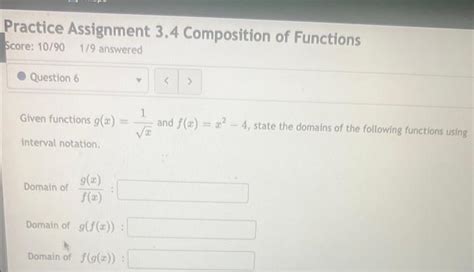 Solved Practice Assignment Composition Of Functions Chegg