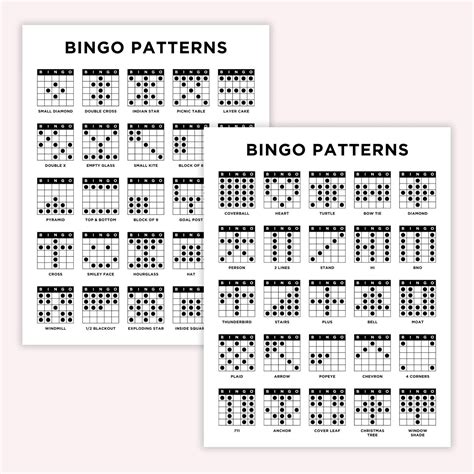 200 Bingo Patterns Bingo Alphabet Numbers Shapes Printable Pdf Etsy