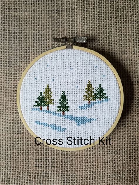 Counted Cross Stitch Kit Winter Trees Etsy Cross Stitch Cross Stitch Kit Cross Stitch