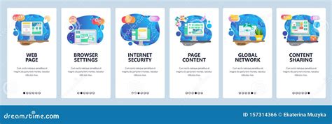 Mobile App Onboarding Screens Computer Technologies Internet Security Content Sharing Stock
