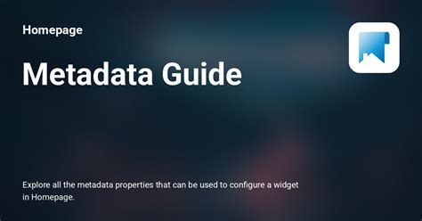 Metadata Guide Homepage