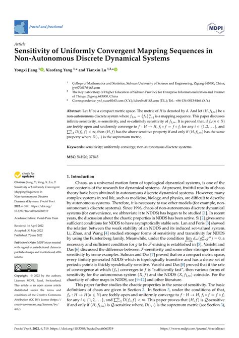 Pdf Sensitivity Of Uniformly Convergent Mapping Sequences In Non Autonomous Discrete Dynamical