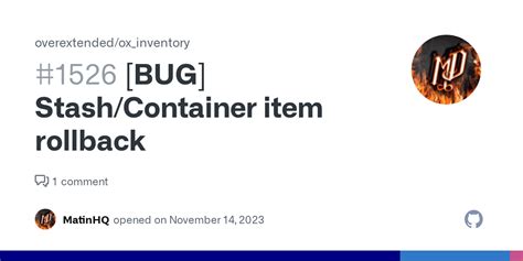 Bug Stashcontainer Item Rollback · Issue 1526 · Overextendedoxinventory · Github