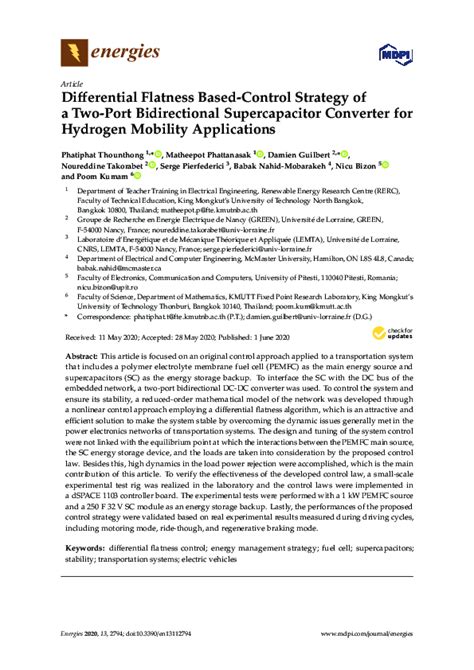 Pdf Differential Flatness Based Control Strategy Of A Two Port Bidirectional Supercapacitor