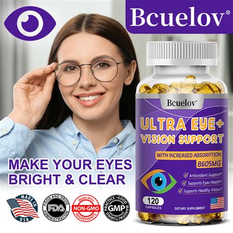 Bcuelov Natural Eye Health Vitamins With Bilberry Zeaxanthin Lutein