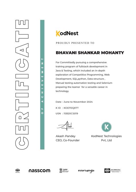 Bhavani Shankar Mohanty On Linkedin Kodnest Comprehensivetraining Skillsdevelopment