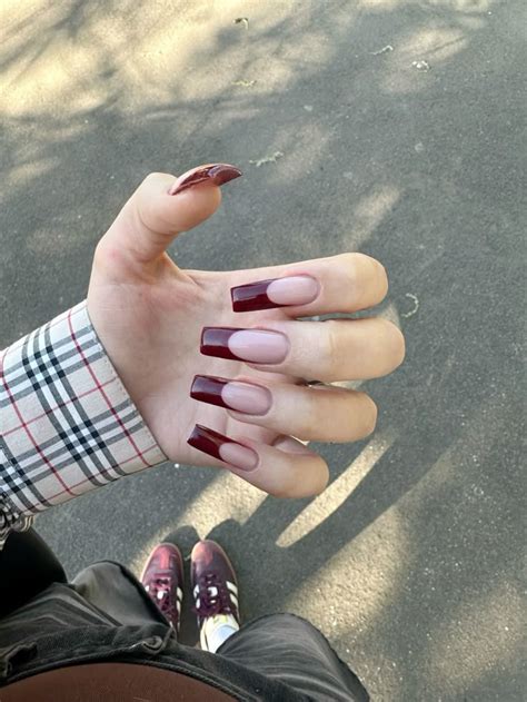 ногти френч бордовый Лавандовые ногти Бордовые ногти Ногти