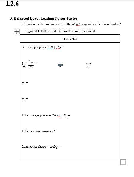 Solved Balanced Load Lagging Power Factor Consider A Chegg