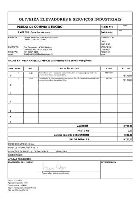 Modelo De Pedido Compras Pdf