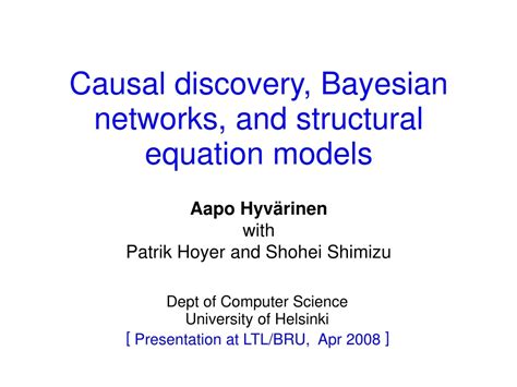Ppt Causal Discovery In Bayesian Networks And Structural Models Powerpoint Presentation Id