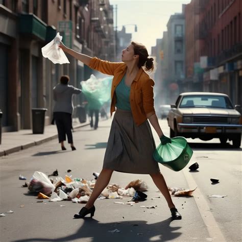 Coherent Scene A Woman Throwing Trash Onto The Str