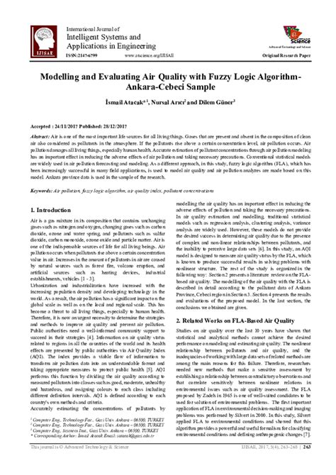 Pdf Modelling And Evaluating Air Quality With Fuzzy Logic Algorithm
