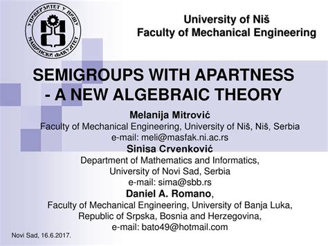 semigroups with apartness a new algebraic theory ppt download