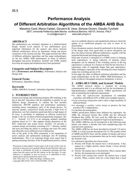Pdf Performance Analysis Of Different Arbitration Algorithms Of The