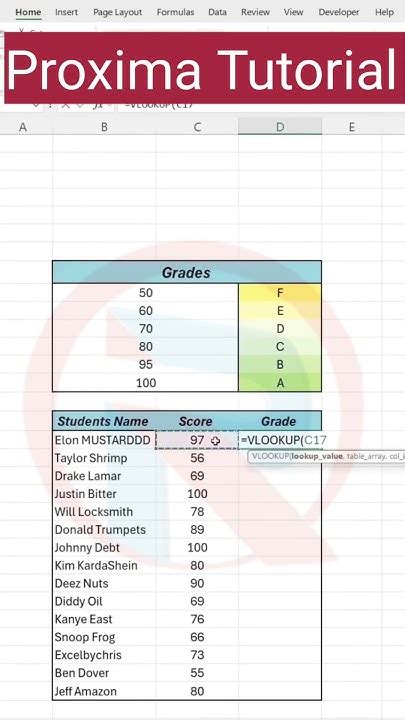 How To Calculate Grade In Ms Excel Using Vlookup Formula Vlookup Shorts Shortvideo