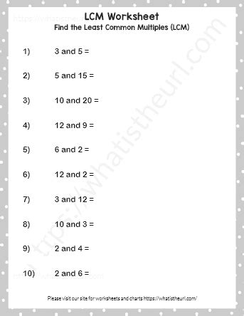 Find LCM Least Common Multiple Of Numbers Worksheet Your Home Teacher