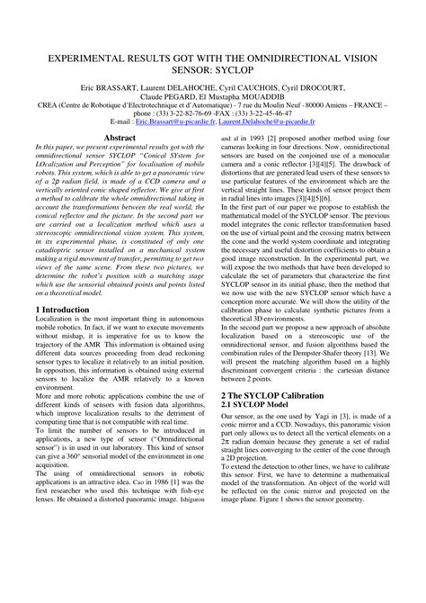 Pdf Experimental Results Got With The Omnidirectional Vision Sensor Syclop