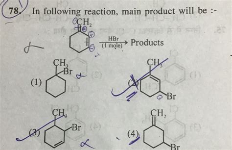 | 78 In following reaction, main product will be :- HBr (I mole) → Products Br CH, CH,