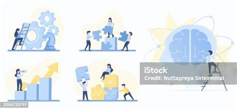 브레인스토밍 및 사업 아이디어 브레인스토밍 스타트업 성장 전략 관리 전술 계획 완전한 직소 퍼즐 및 성공적인 비즈니스 개념에 대한 스톡 벡터 아트 및 기타 이미지 Istock