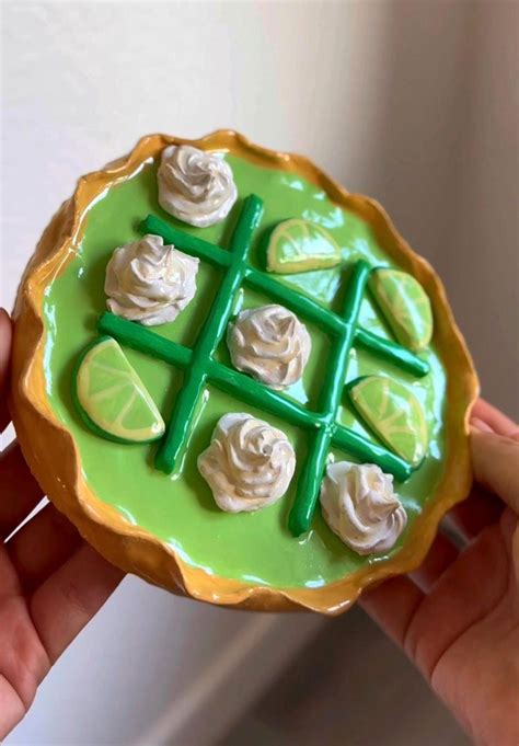 Key Lime Pie Tic Tac Toe Board Air Dry Clay Handmade Etsy Canada