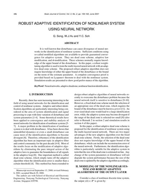 Pdf Robust Adaptive Identification Of Nonlinear System Using Neural Network