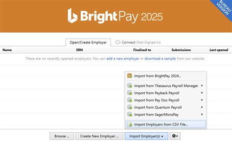 Importing Multiple Employers From Csv File Brightpay Documentation