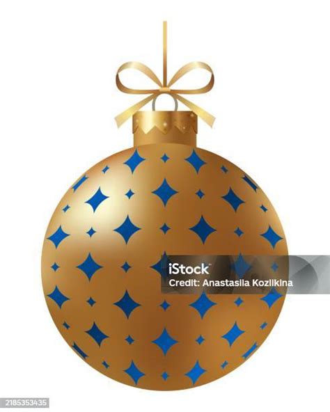 흰색 배경에 별이 있는 금색 리본과 옷걸이가 있는 축제 흰색 줄무늬 크리스마스 장식 새해 크리스마스 트리 장난감입니다 0명에 대한 스톡 벡터 아트 및 기타 이미지 Istock