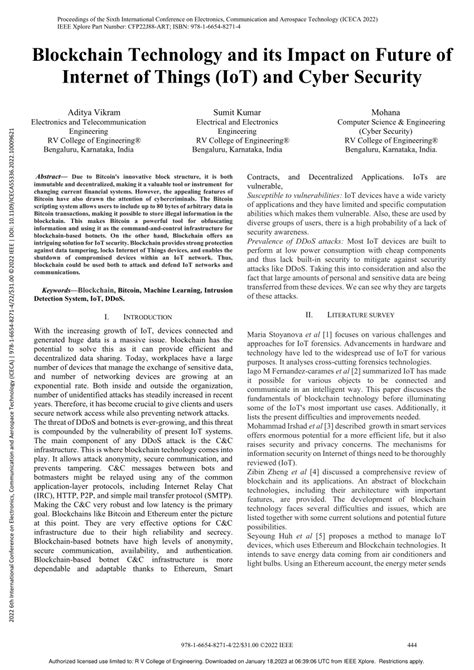 PDF Blockchain Technology And Its Impact On Future Of Internet Of Things IoT And Cyber Security