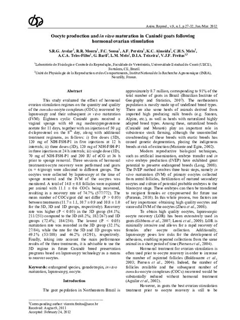 Oocyte Production And In Vitro Maturation In Canindé Goats Following