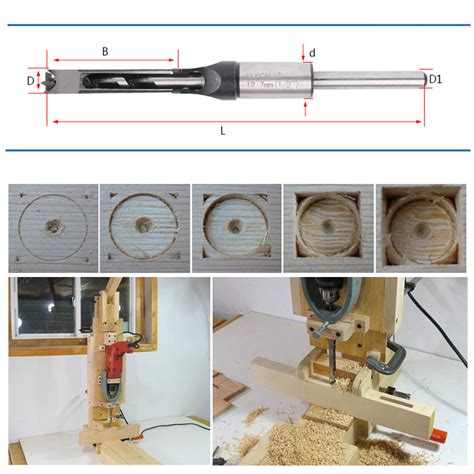 7pcs 6 12 7mm Square Hole Saw Drill Bit Set Mortising Chisel Twist Auger Drill Bits Sale