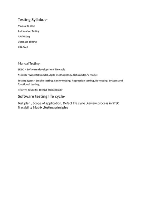 Testing Syllabus Pdf