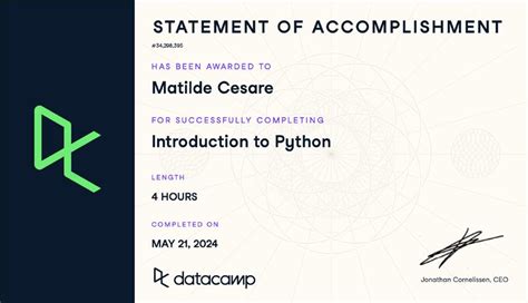Matilde Cesare On Linkedin Python Datacamp Certification