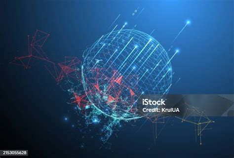 빅 데이터 숫자 구체 테마 와 연결된 선 에서 기술 작풍 배경 추상 3d 그리드 디자인 3차원 형태에 대한 스톡 벡터 아트 및 기타 이미지 Istock