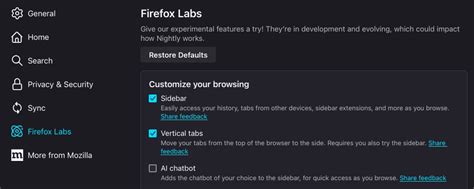 first look vertical tabs and sidebar enhancements in firefox