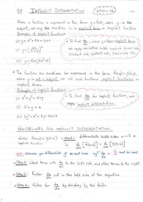 Solution Lesson 16 Implicit Differentiation Studypool