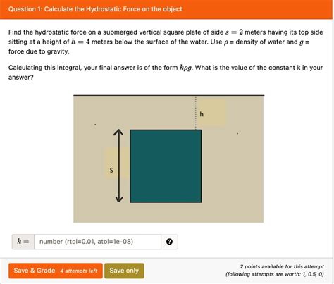 SOLVED Question Calculate The Hydrostatic Force On The Object Find The Hydrostatic Force On