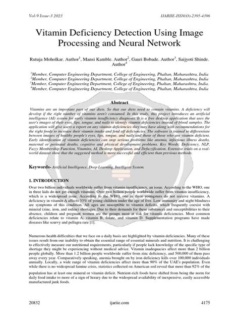 Vitamin Deficiency Detection Using Image Processing And Neural Network