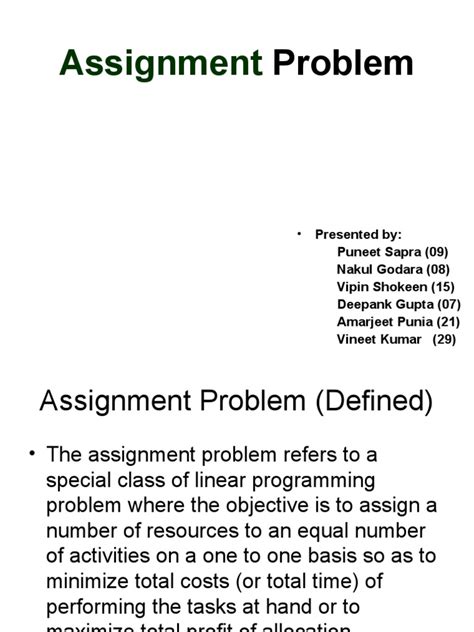 Assignment Problem Download Free Pdf Matrix Mathematics