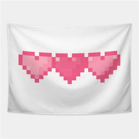 pink hearts in a row pixel art 8 bit tapestry teepublic
