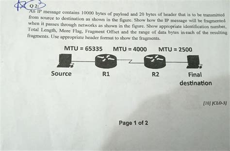 Solved Q 2an Ip Message Contains 10000 ﻿bytes Of Payload